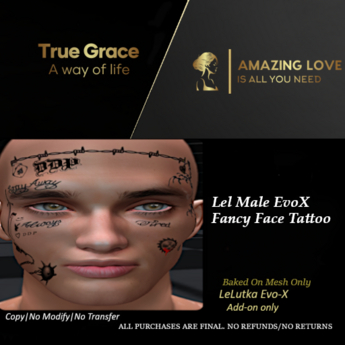 Second Life Marketplace - Lel Male EvoX Fancy face tattoo